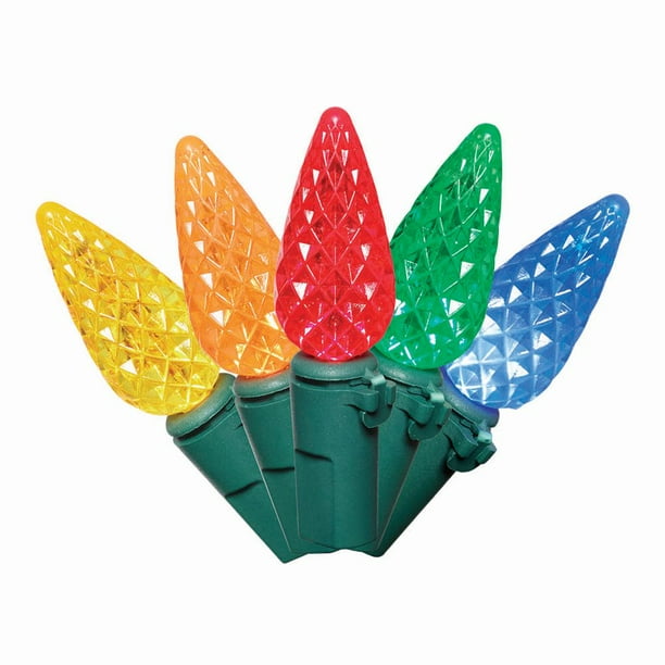 Holiday Time 45' 200-Count LED C6 String Christmas Lights, Multicolor, 3.5"(8.8 cm) bulb spacing ...
