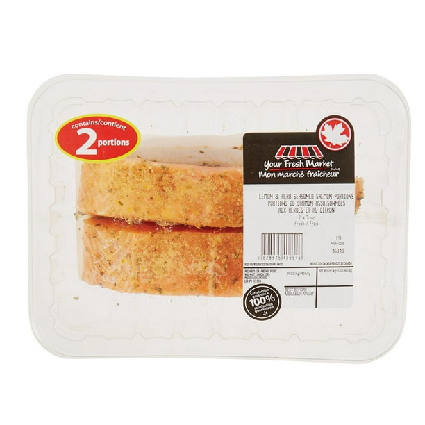 Your Fresh Market Lemon & Herb Seasoned Salmon Portions - Walmart.ca