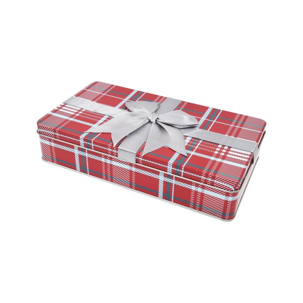 Holiday Time Christmas Rectangular Tin Gift Container with Bow, Red ...