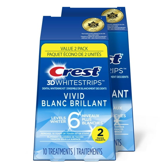 Crest 3D Whitestrips Classic Vivid At-home Teeth Whitening Kit, 10 ...