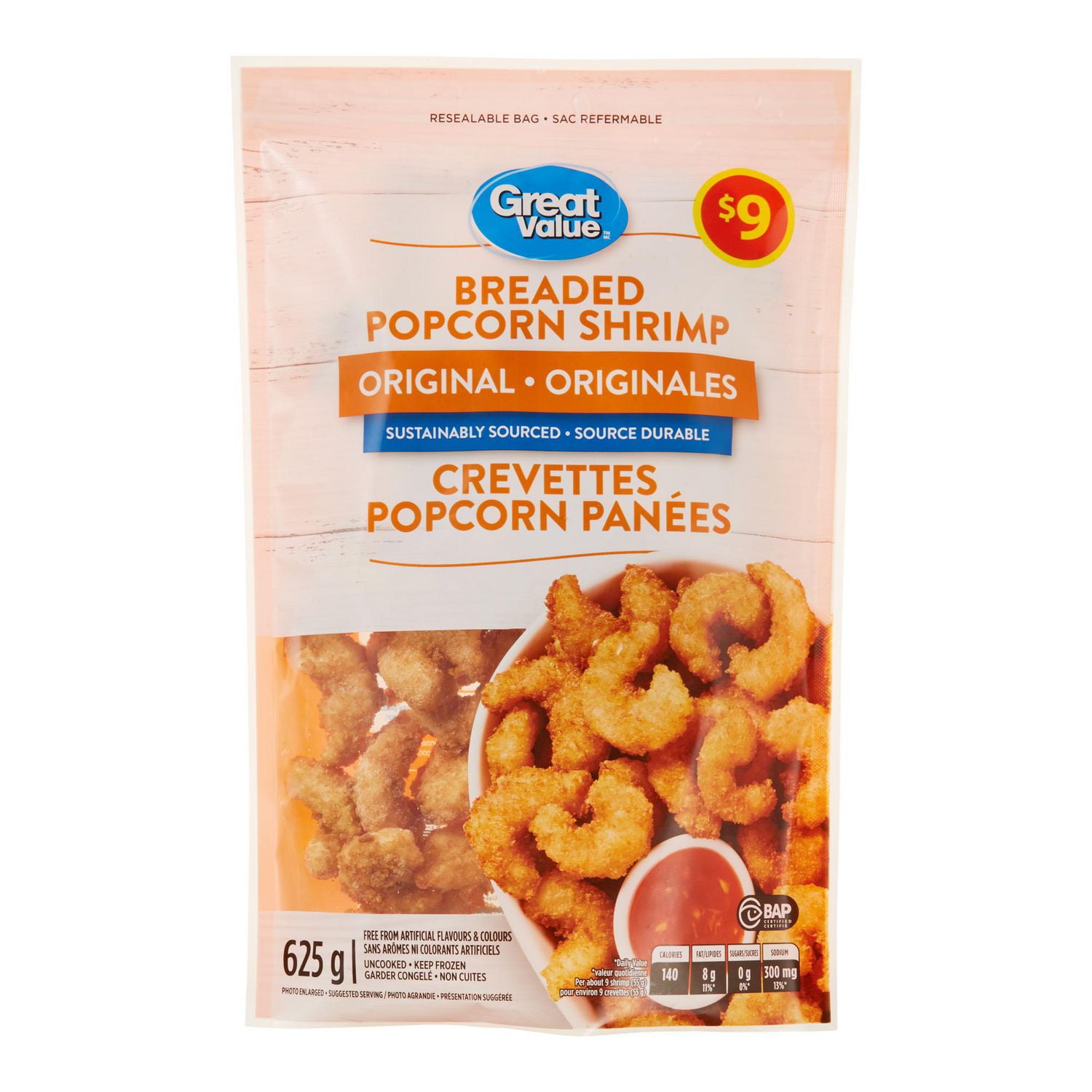 Crevettes popcorn panées et non cuites Great Value | Walmart Canada