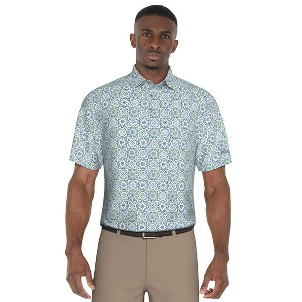 PGA TOUR APPAREL Men's Watercolor Tile Print Golf Polo Shirt, PGAT Men ...