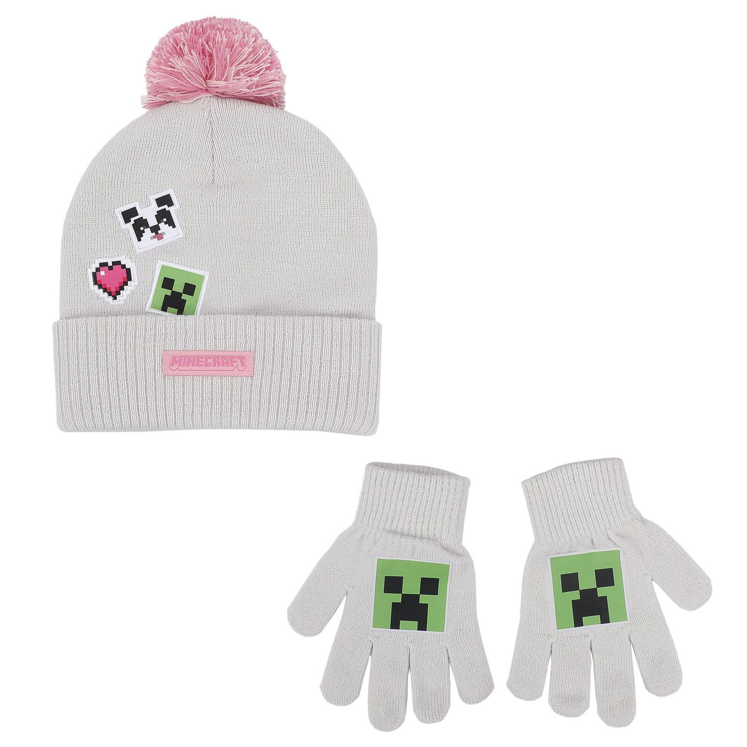 Click here for Bioworld Minecraft Pink Pom-Pom Beanie Hat And Glo... prices