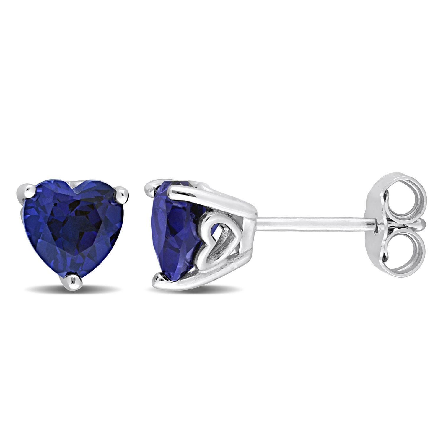 Click here for Miabella Created Blue Sapphire Solitaire Heart Stu... prices