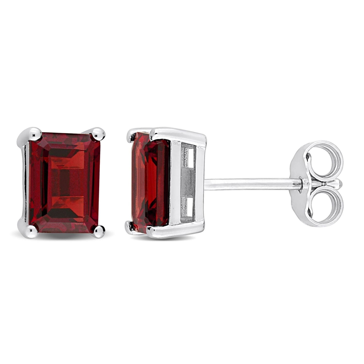 Click here for Miabella Emerald-Cut Garnet Solitaire Stud Earring... prices