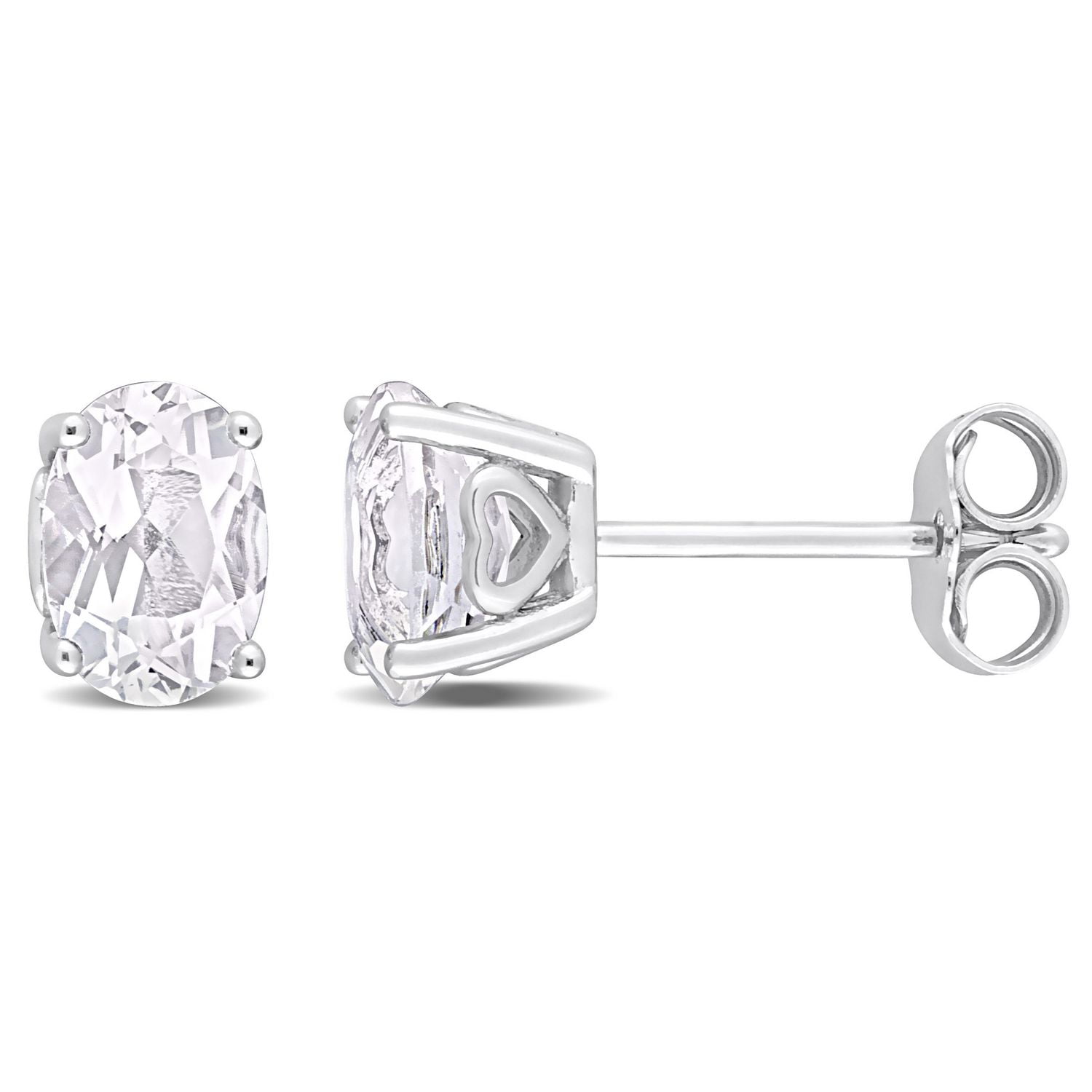 Click here for Miabella White Topaz Solitaire Oval Stud Earrings... prices