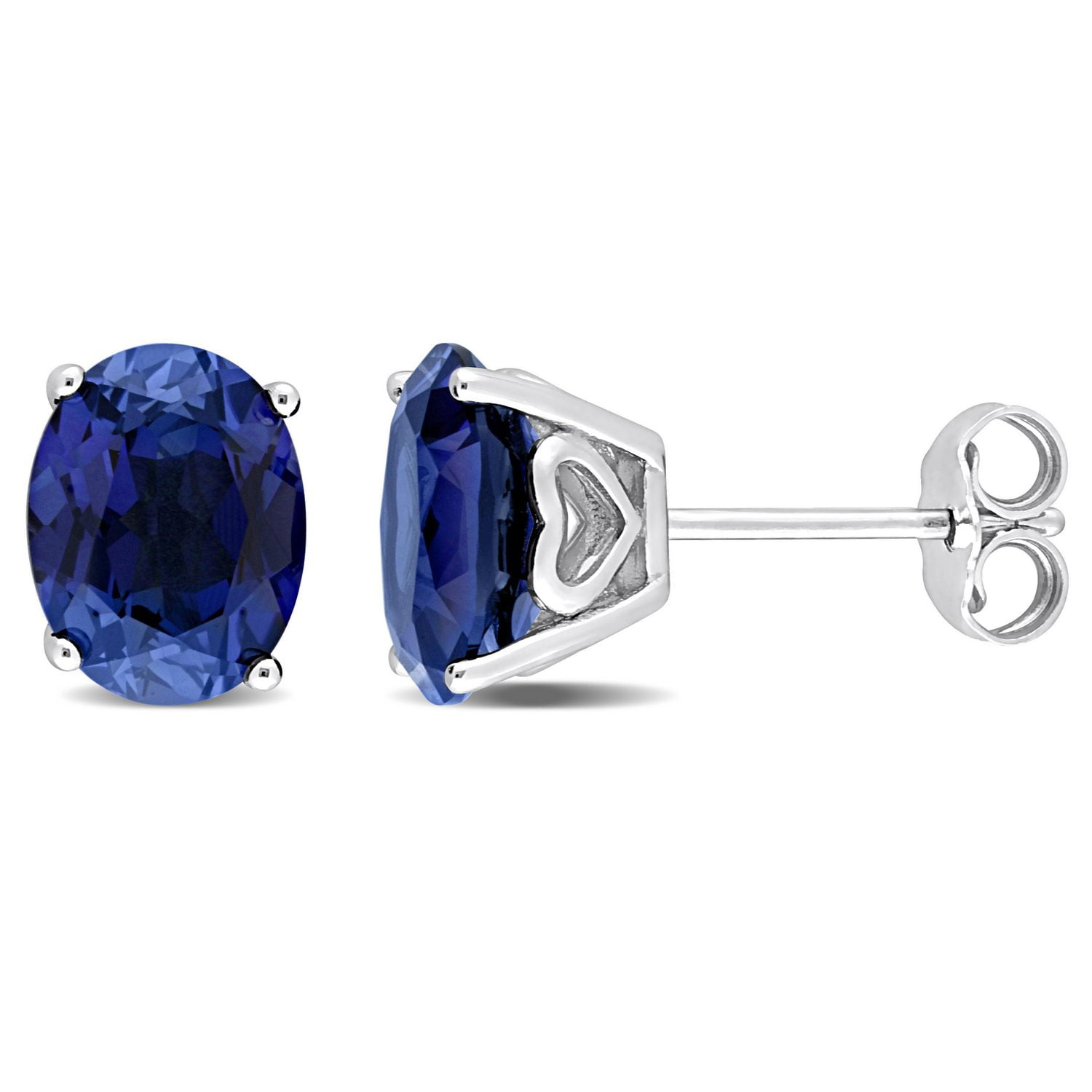 Click here for Miabella Created Blue Sapphire Solitaire Oval Stud... prices