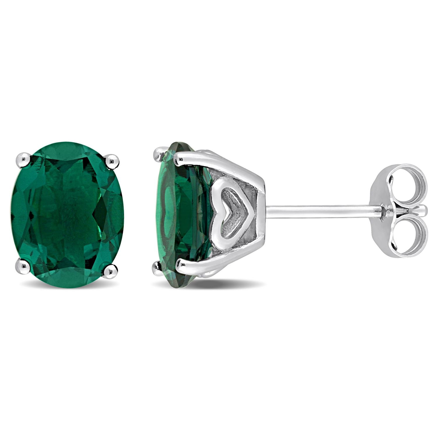 Click here for Miabella Created Emerald Solitaire Oval Stud Earri... prices