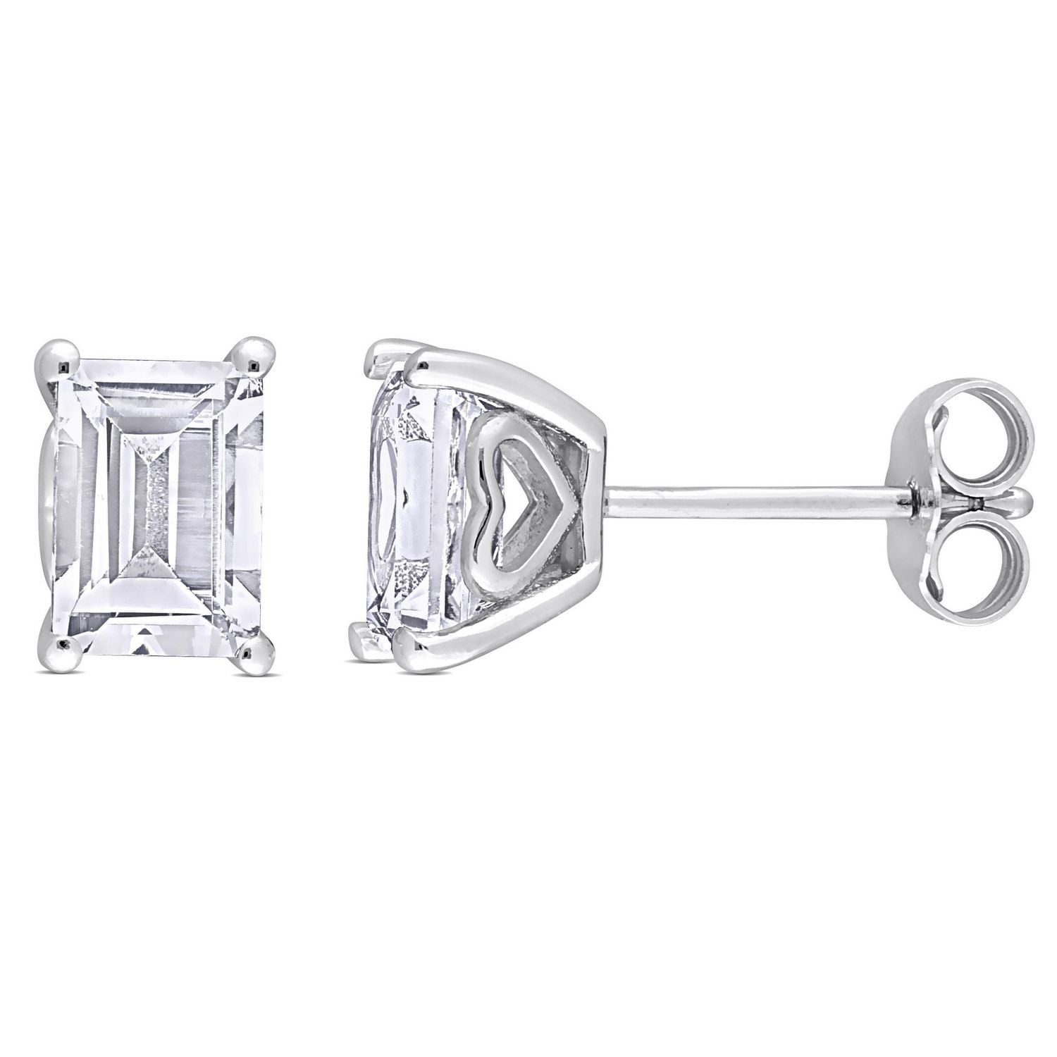 Click here for Miabella Emerald-Cut White Topaz Solitaire Stud Ea... prices