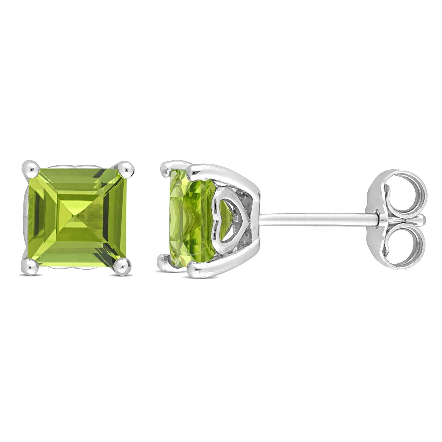 Click here for Miabella Princess-Cut Peridot Solitaire Stud Earri... prices