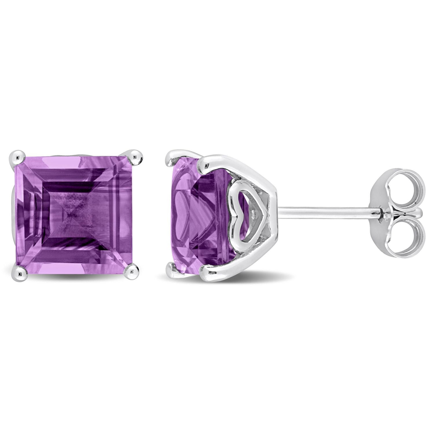 Click here for Miabella Princess-Cut Amethyst Solitaire Stud Earr... prices