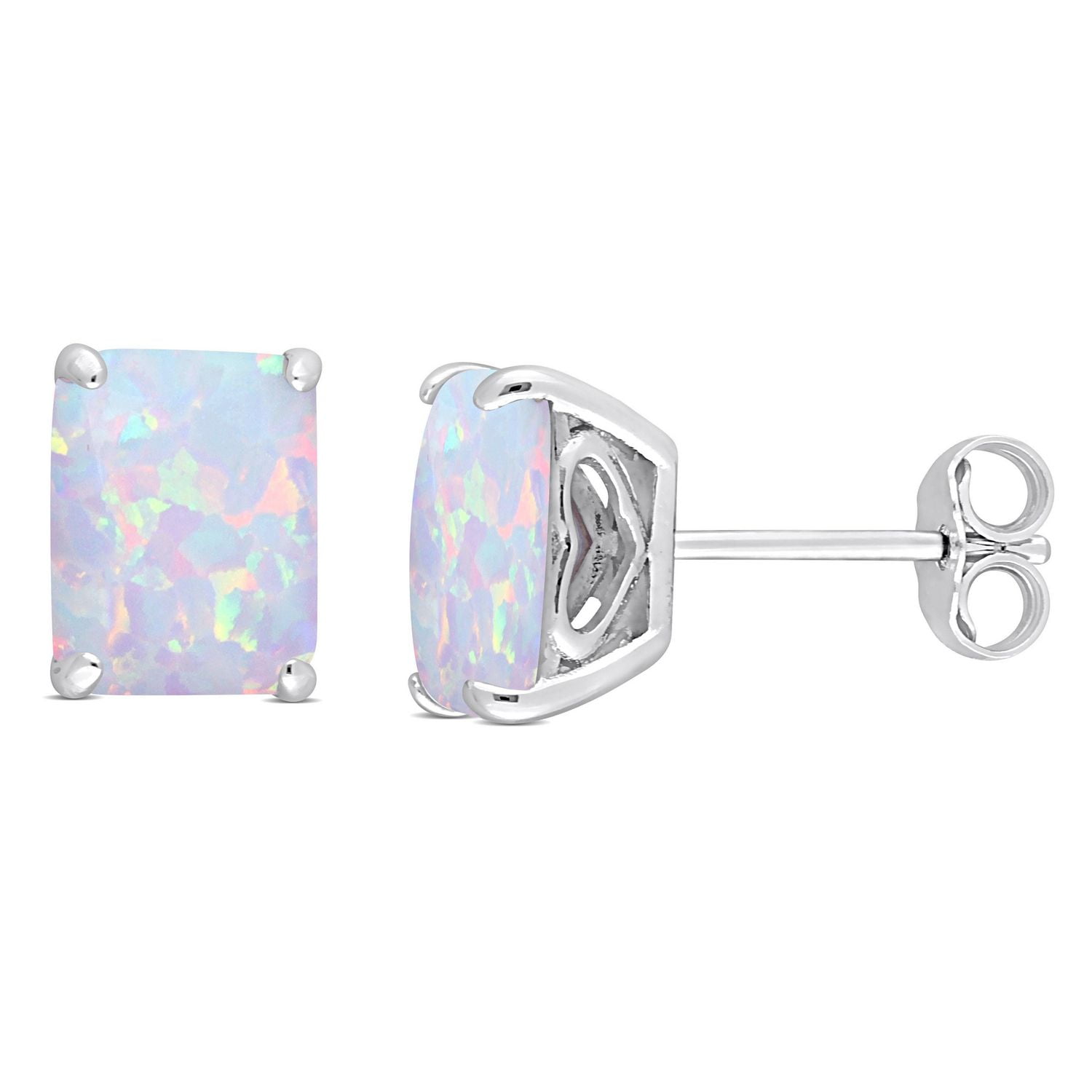 Click here for Miabella Emerald-Cut Created Opal Solitaire Stud E... prices