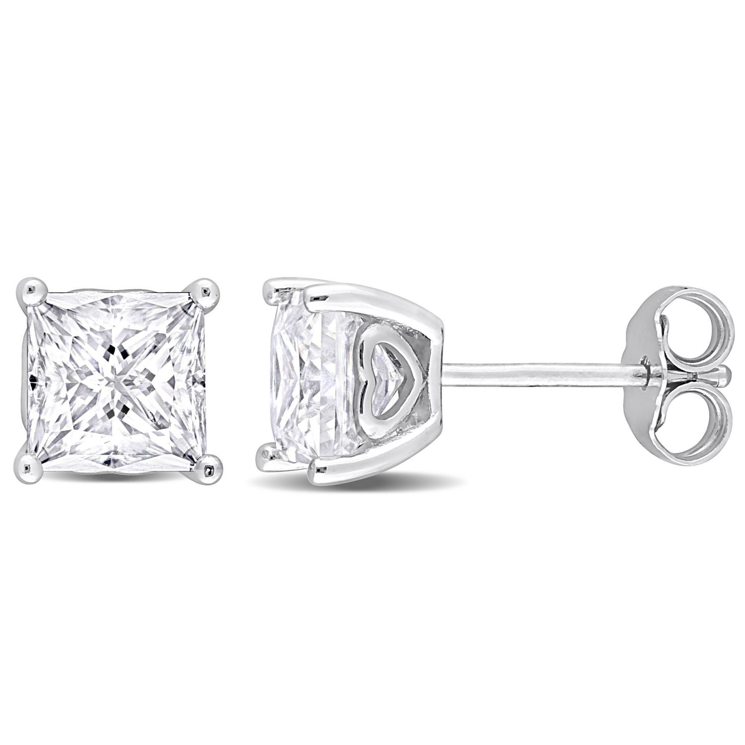 Click here for Miabella Princess-Cut Moissanite Solitaire Stud Ea... prices