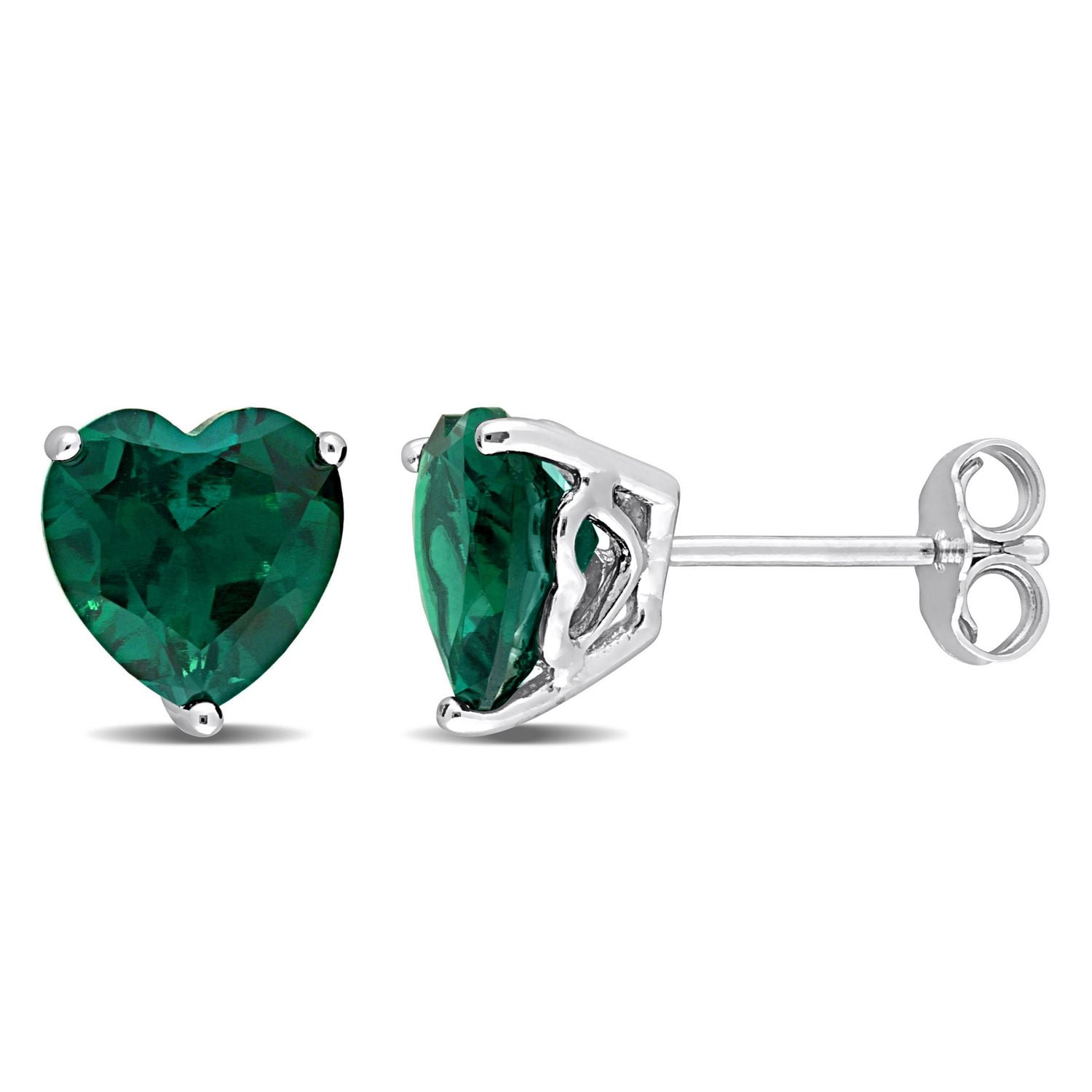 Click here for Miabella Created Emerald Solitaire Heart Stud Earr... prices