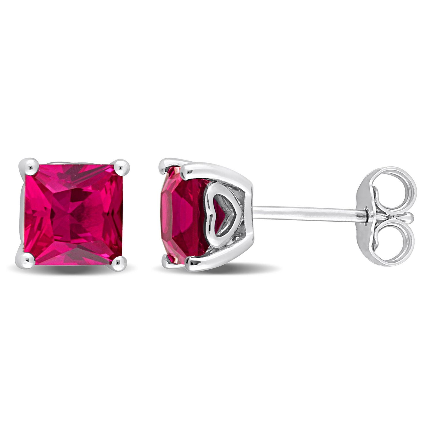 Click here for Miabella Princess-Cut Created Ruby Solitaire Stud... prices
