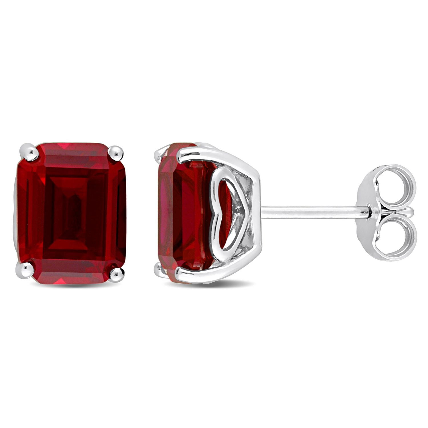 Click here for Miabella Emerald-Cut Created Ruby Solitaire Stud E... prices