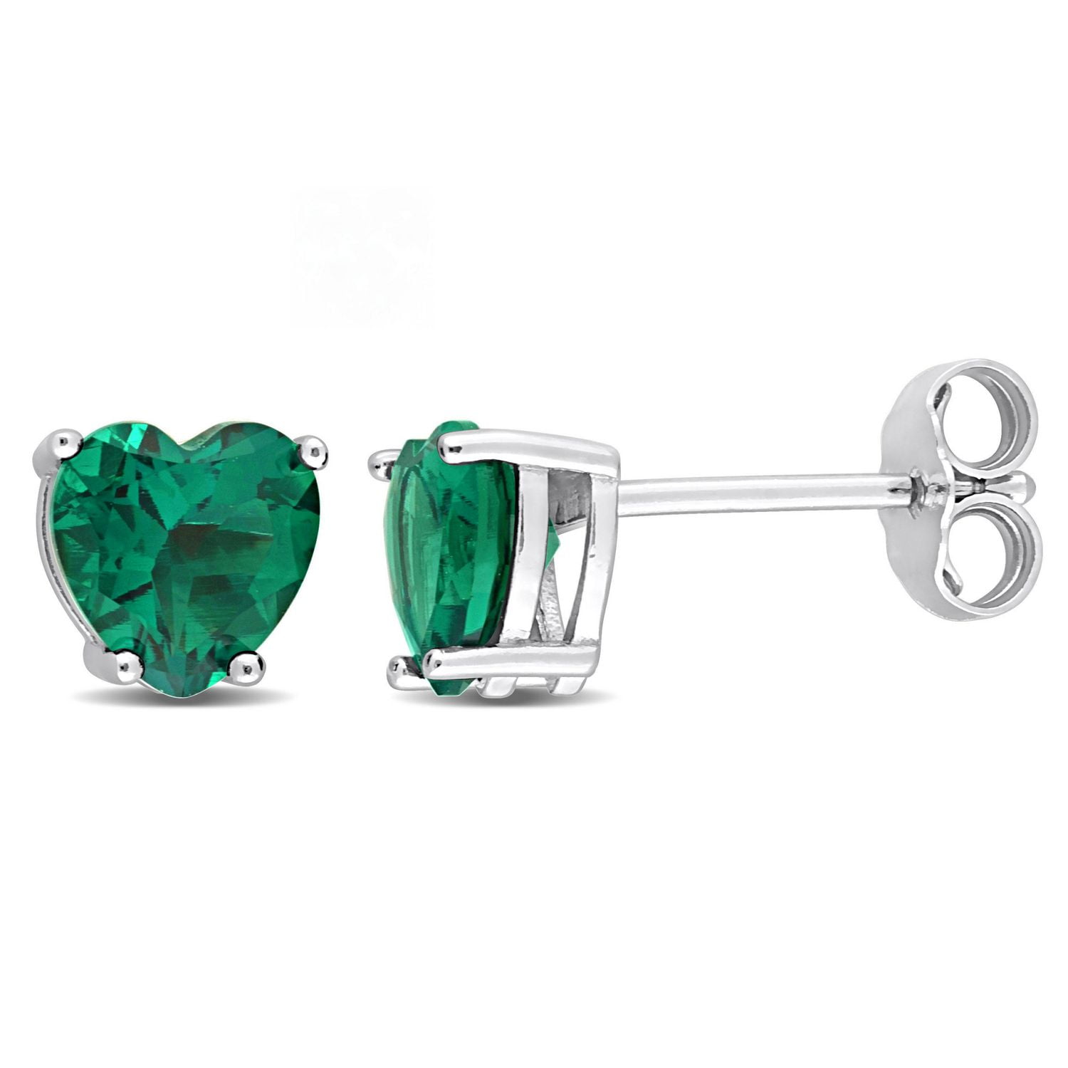 Click here for Miabella Created Emerald Solitaire Heart Stud Earr... prices