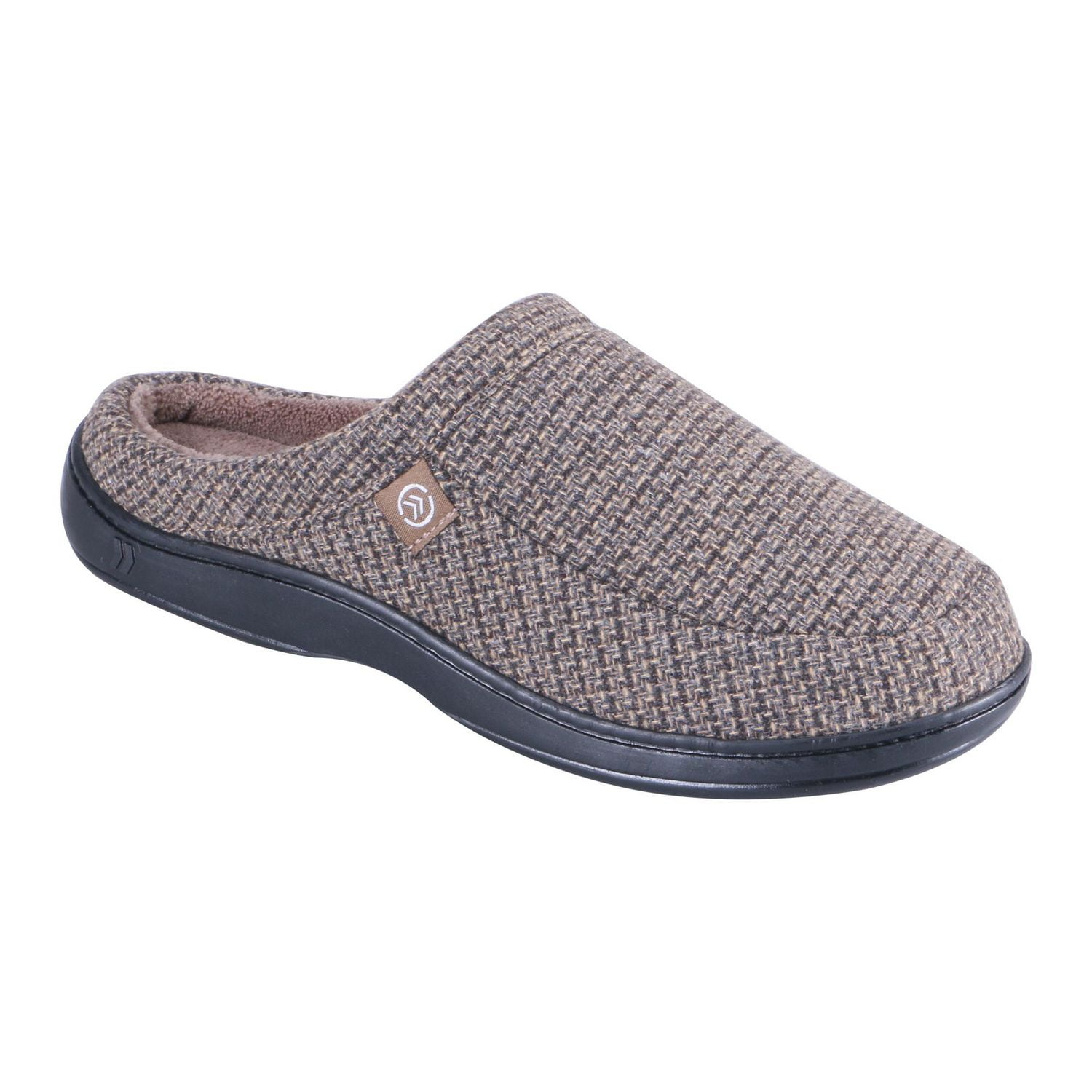Click here for Isotoner Mens Multi Tweed Hoodback Slippers L prices