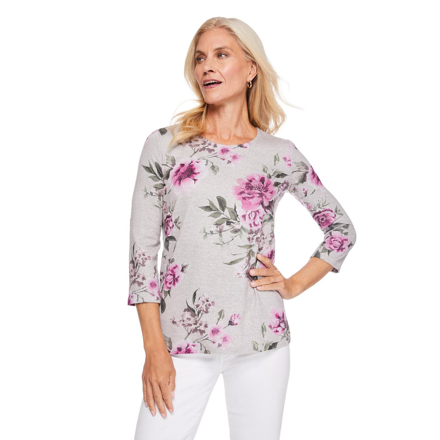 Click here for Iyla Womens 3/4 Sleeve Hacci Top L prices