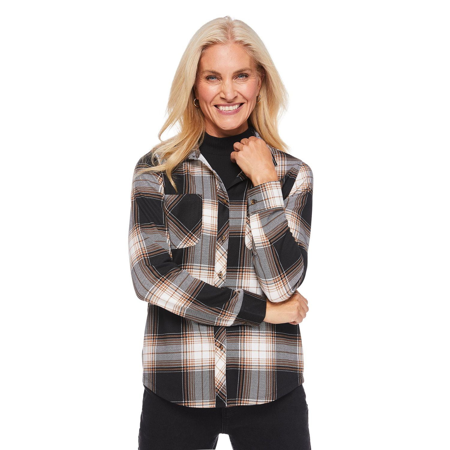 Click here for Iyla Womens Hacci Plaid Shirt Xl prices