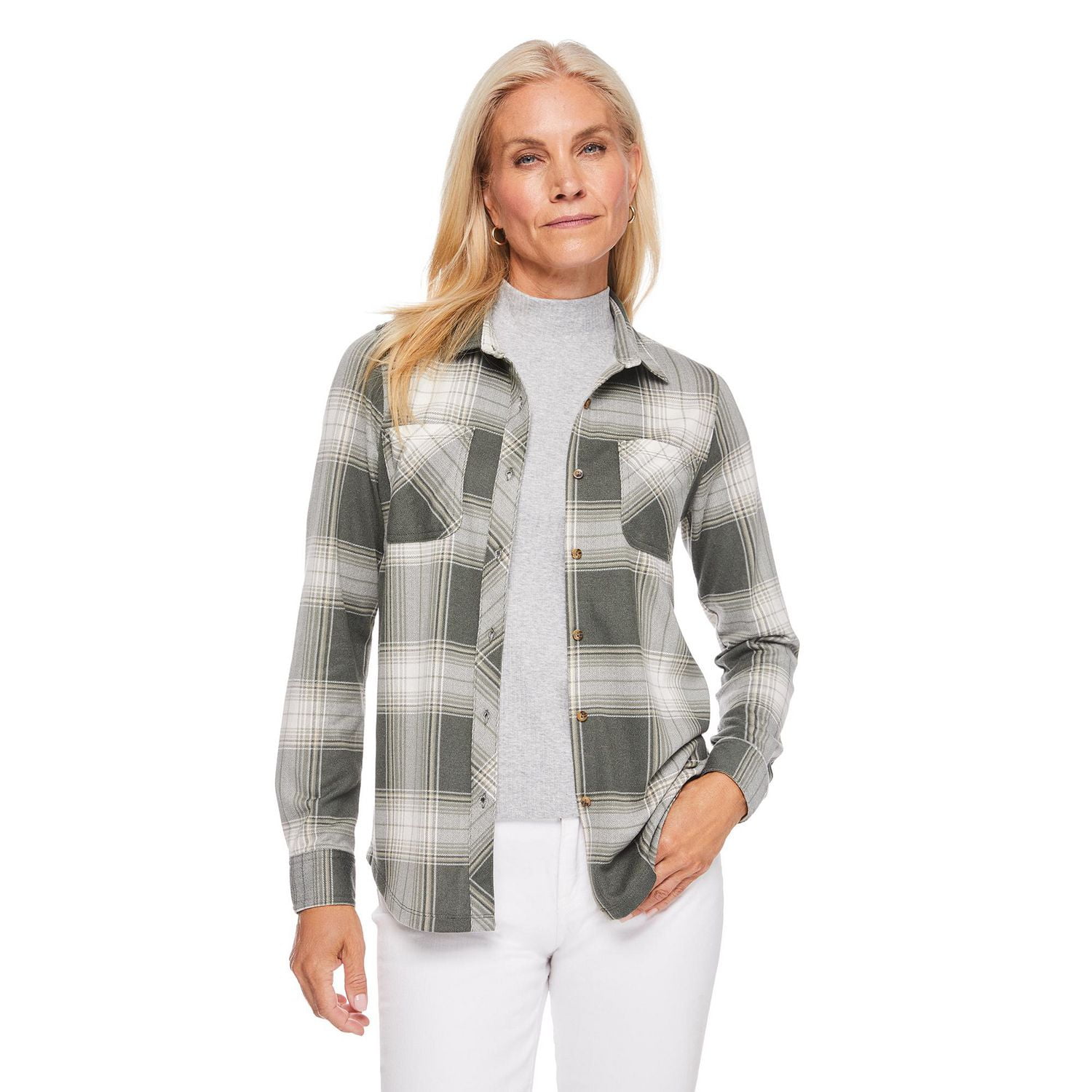 Click here for Iyla Womens Hacci Plaid Shirt M prices
