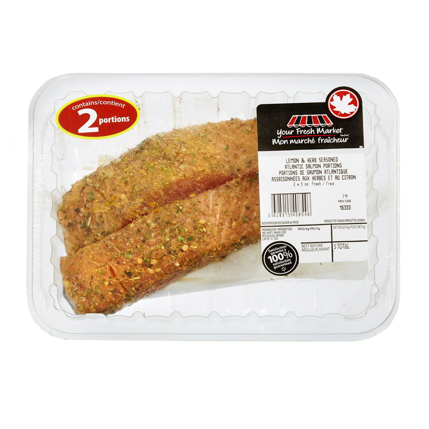 Your Fresh Market Lemon and Herb Atlantic Salmon Portions | Walmart Canada