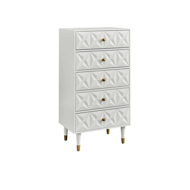 Geometric Five Drawer White Chest - Walmart.ca