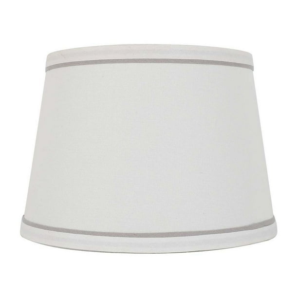 Home Trends 10" White Fabric Drum Lamp Shade with Gray Piping - Walmart.ca