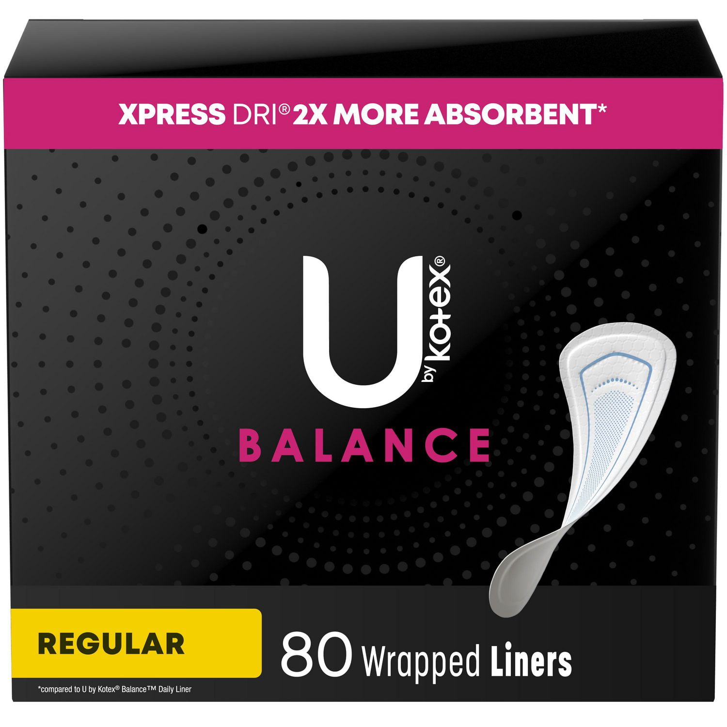 U by Kotex Lightdays PLUS, Liners, Regular, Fragrance-Free, 80 Count ...