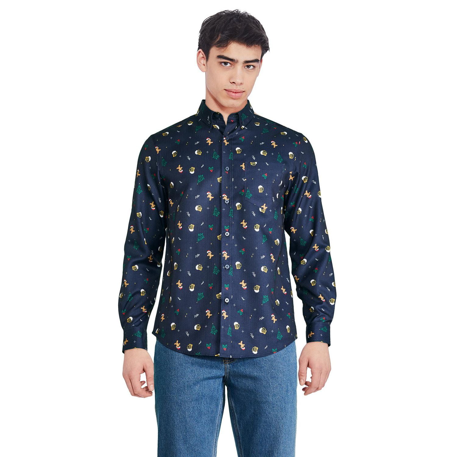 Click here for George Mens Holiday Button-Down Shirt L prices