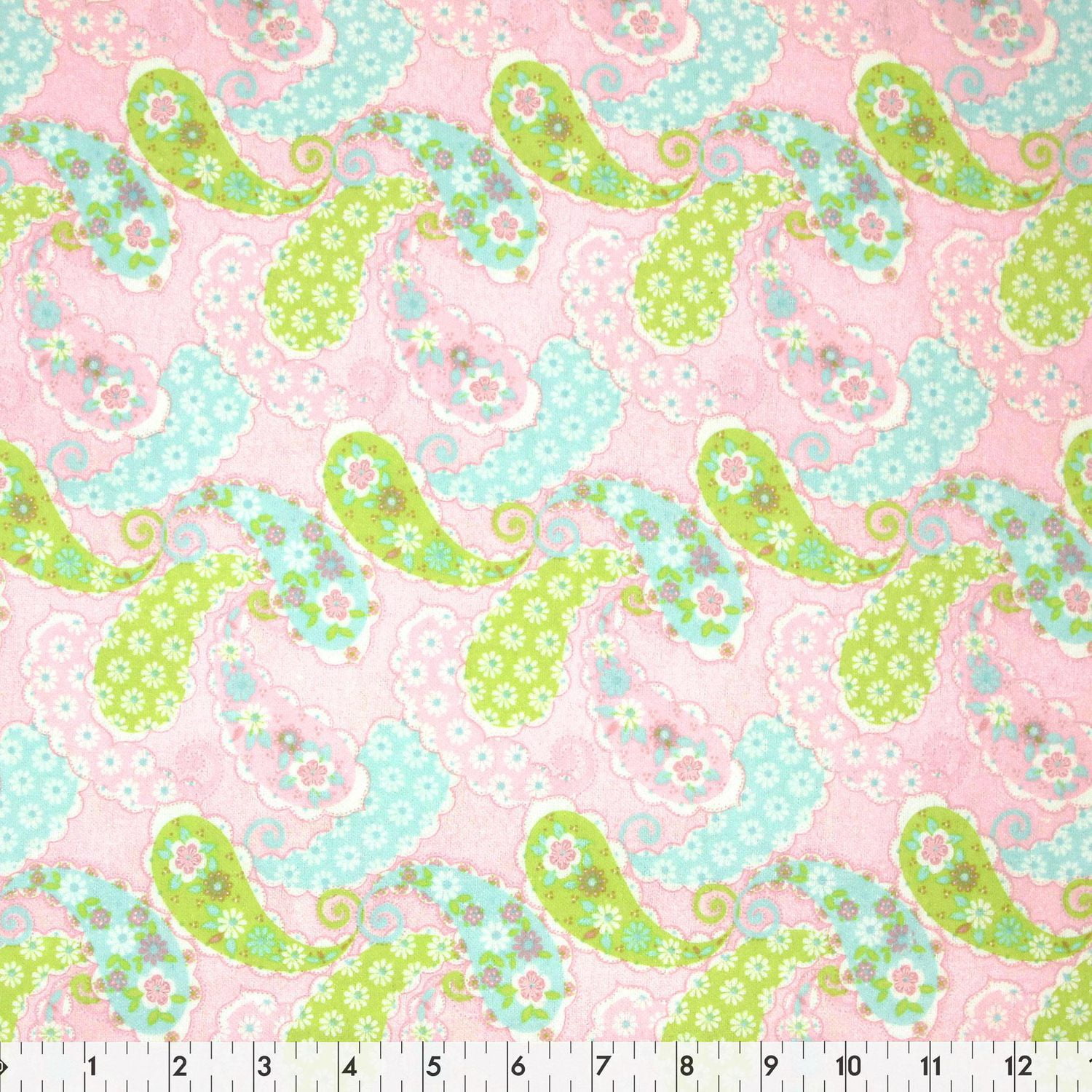 Fabric Creations Pink Pastel Floral Cotton Flannel Fabric by the Metre ...