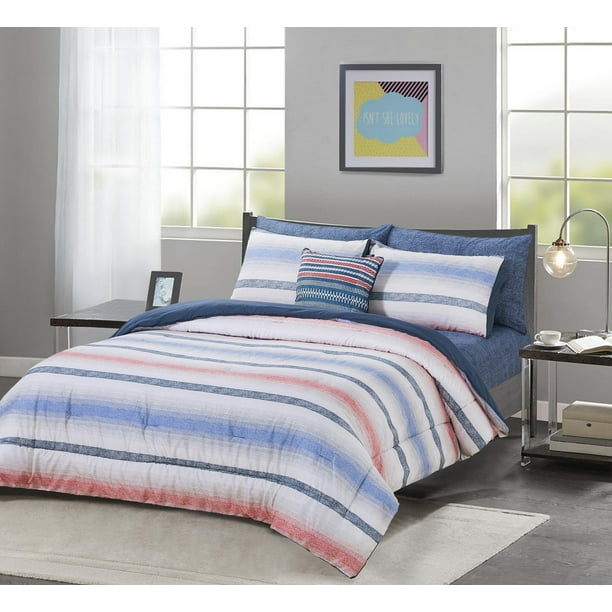 Chaps 8-Piece Plaid Bedding Comforter Set - Bed in a Bag, Double ...