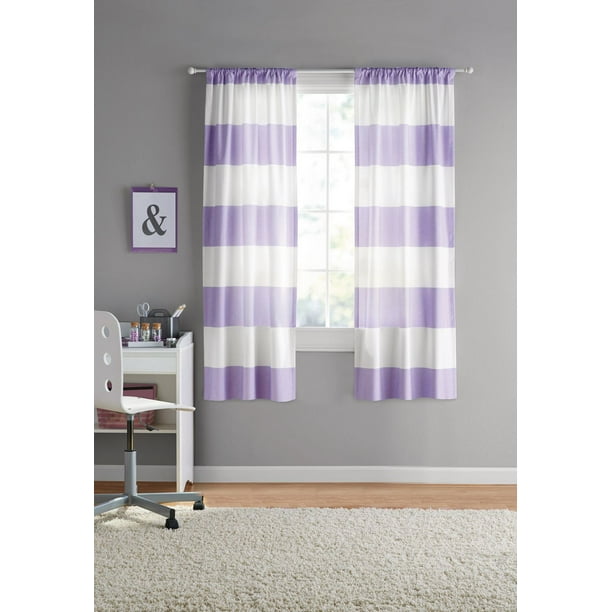 Mainstays Cabana Stripe 63" Rod Pocket Window Panel Pair - Walmart.ca