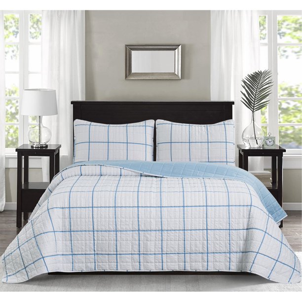 Chaps 3-Piece Jersey Knit Microfiber Quilt and Sham Set - Solid ...