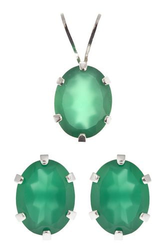 Click here for Jewels 4 Ever St. Silver Green Onyx Topaz Earrings... prices