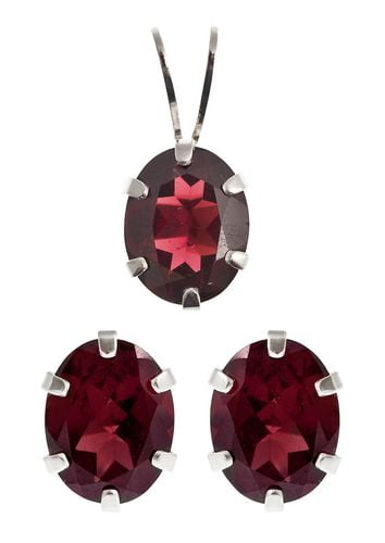 Click here for Jewels 4 Ever St. Silver Garnet Earrings Pendant S... prices