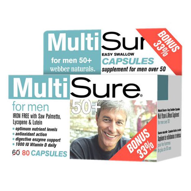 Webber Naturals® MultiSure® for MEN 50+, Easy Swallow Multivitamin ...