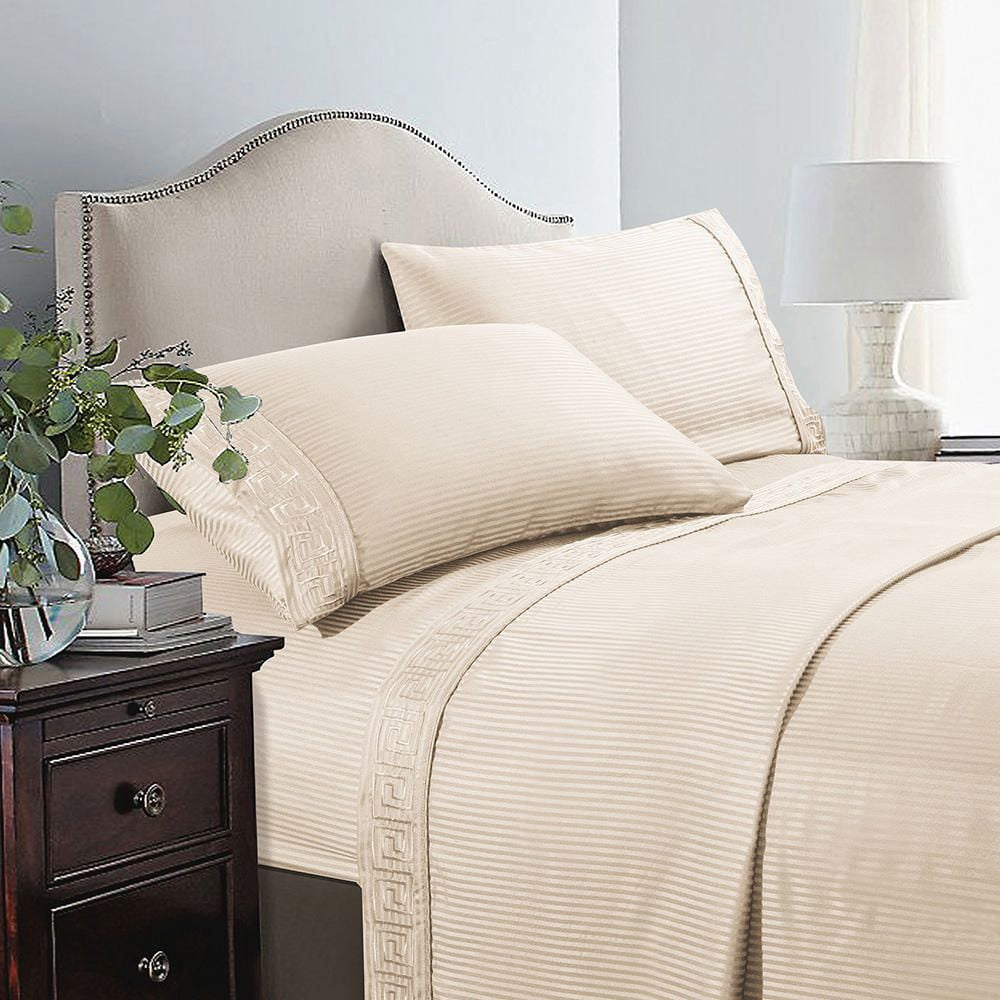 Greek Key Ivory 4 Piece Embroidered Sheet Set | Walmart Canada