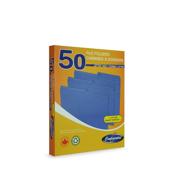 Continental Letter Size File Folders Box - Walmart.ca