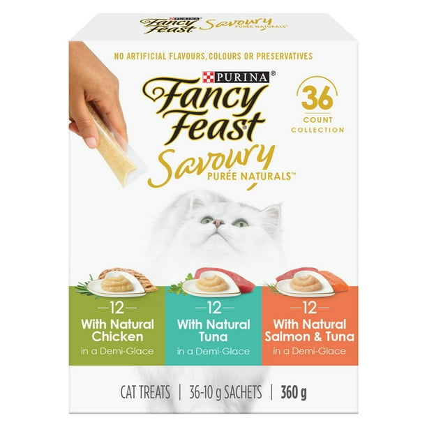 Fancy Feast Savoury Purée Naturals Variety Pack, Cat Treats 36 x 10 g ...