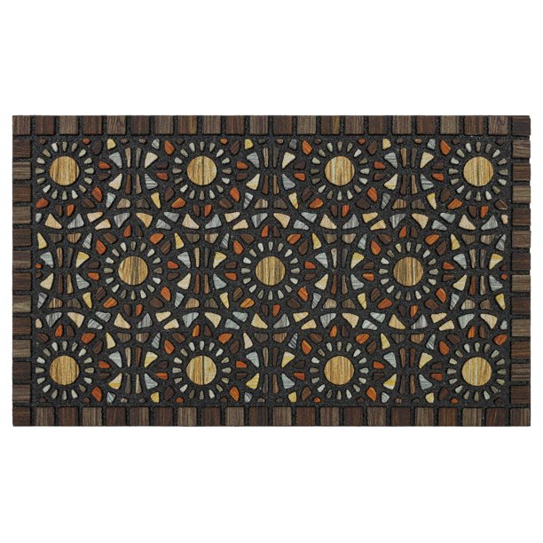 Mainstays Mosaic Grain Polyester Doormat, 18" x 30", Doormat, 18" x 30 ...