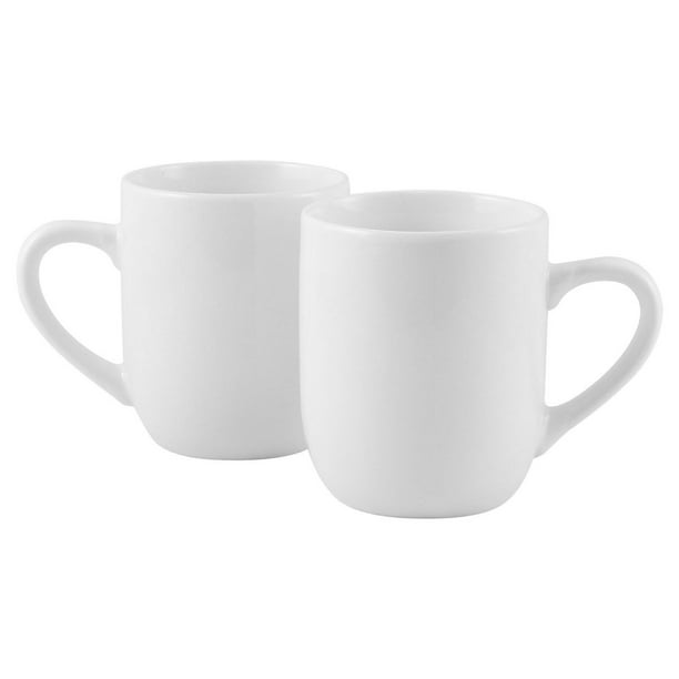 Mainstays Glazed White Stoneware 12 - Ounces Mug, White body with ...