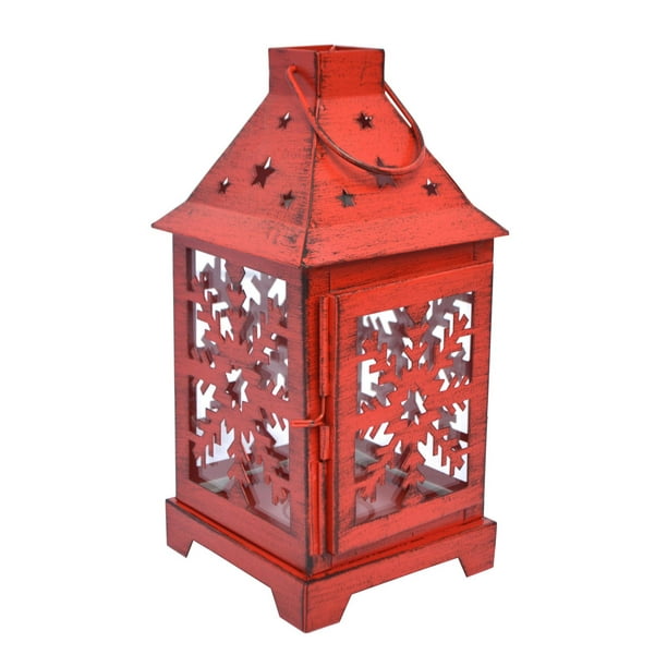 Holiday Time Medium Metal Lantern, Medium Metal Lantern Red Snowflake ...