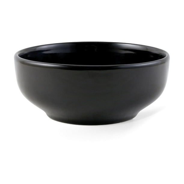 Mainstays Glazed Black Stoneware Round Dinner Bowl, 6.1”, Color glaze ...