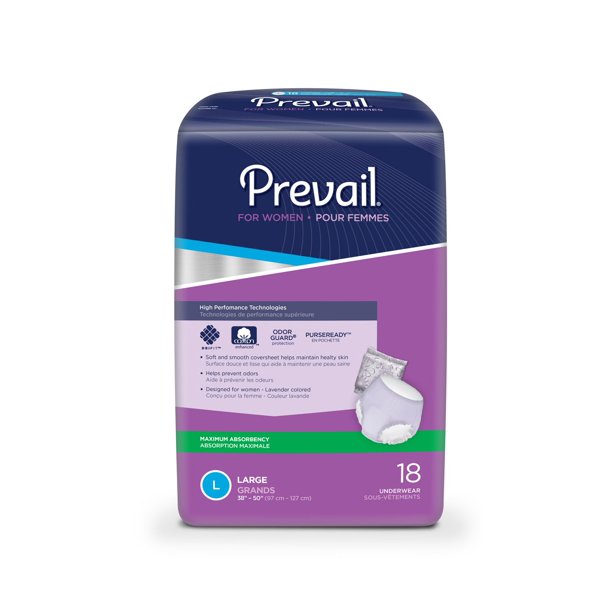 PREVAIL® Women's incontinence underwear, Purse Ready™, Large, 18 units ...