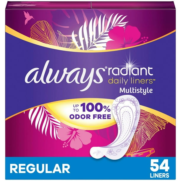 Always Radiant Daily Multistyle Liners Regular, Unscented, Up to 100% ...