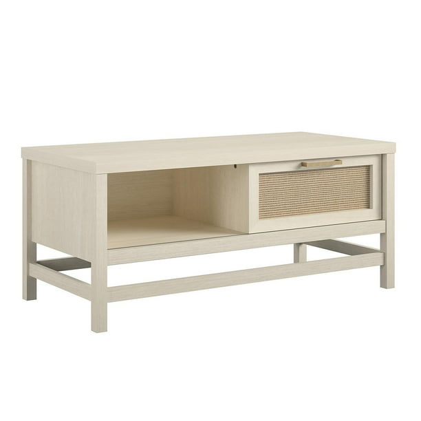 Ameriwood Home Lennon Coffee Table, Ivory Oak and Faux Rattan - Walmart.ca