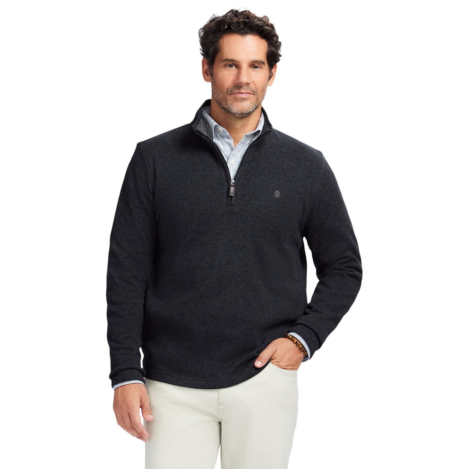 Click here for Izod Mens Quarter Zip Sweater Fleece L prices