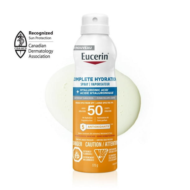 Eucerin Sun Complete Hydration Sunscreen Spray for Body with SPF 50 ...