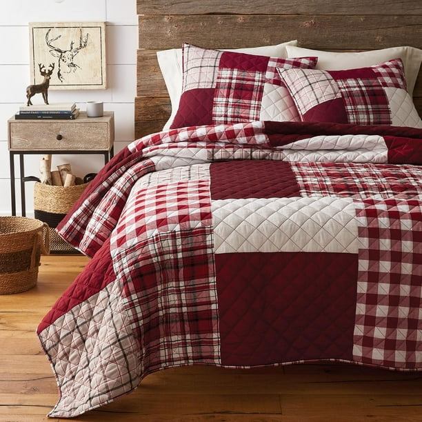 Canadiana 3pc Red Plaid Quilt Set DQ - Walmart.ca